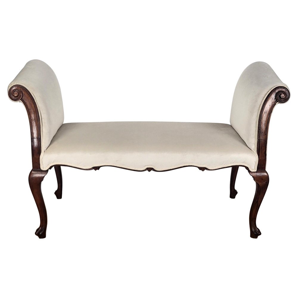 Antique Italian Walnut Bench, 1890s for sale at Pamono