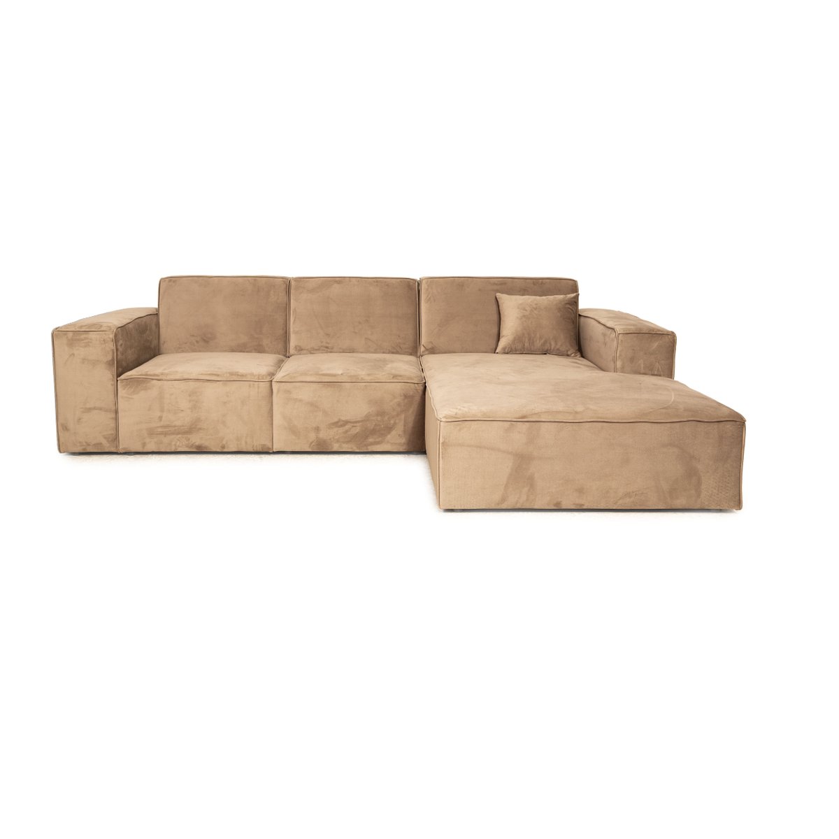 Beluga Ecksofa mit Récamiere in Beige Samt IconX Studios bei Pamono kaufen