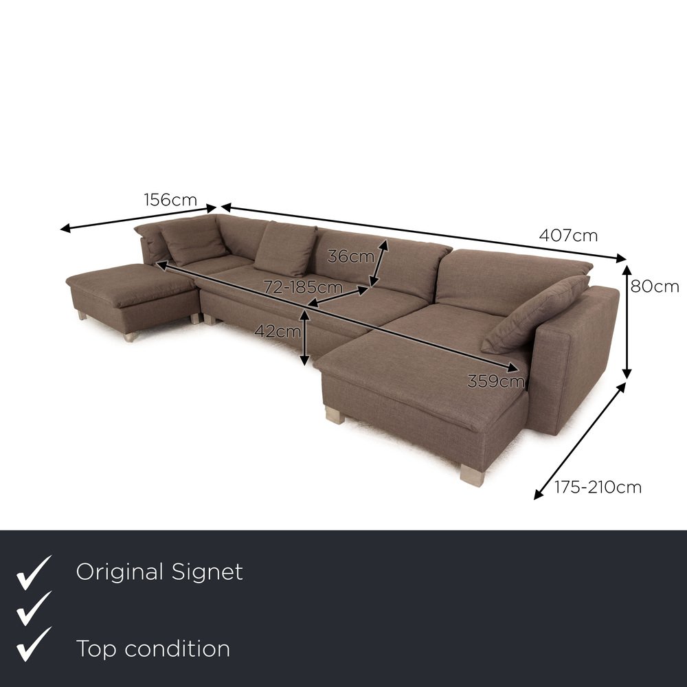 Isla Corner Sofa with Recamiere in Gray Fabric from Signet for sale at Pamono