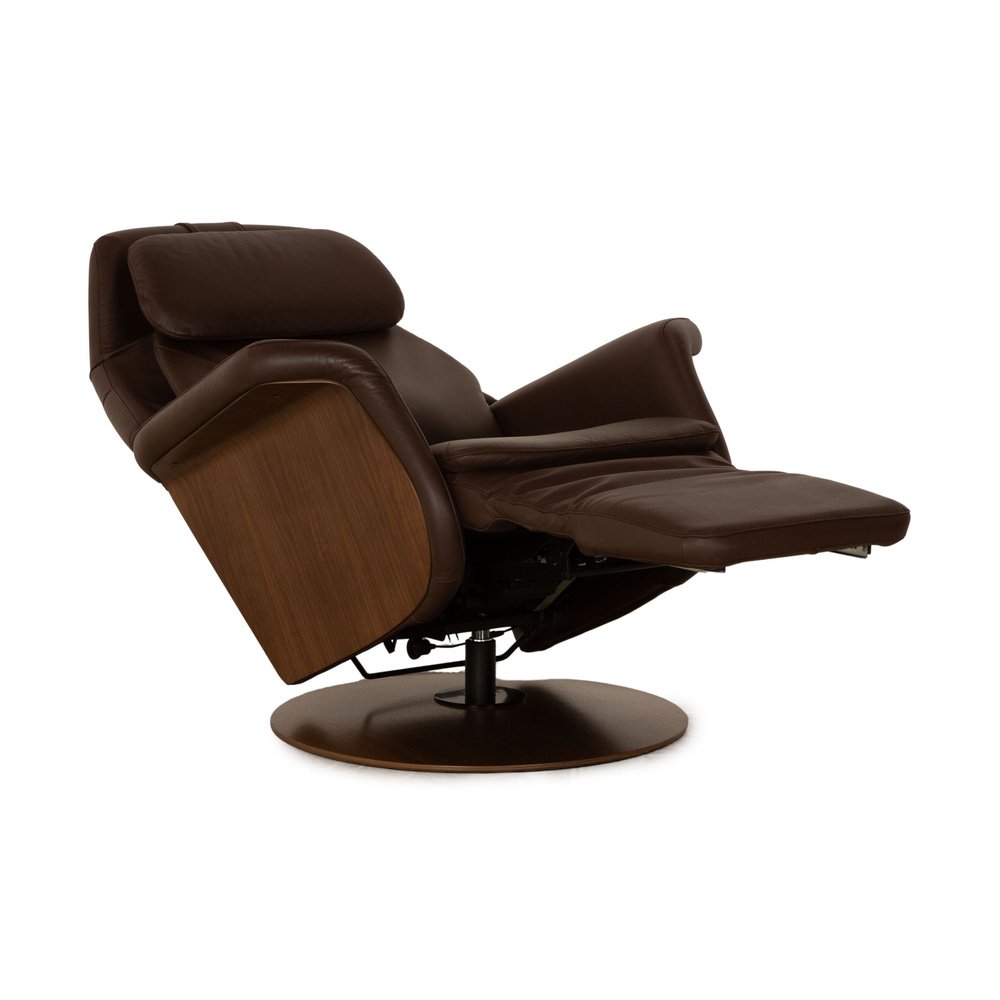 Sam Power Sessel aus dunkelbraunem Leder mit elektrischer Funktion von ...