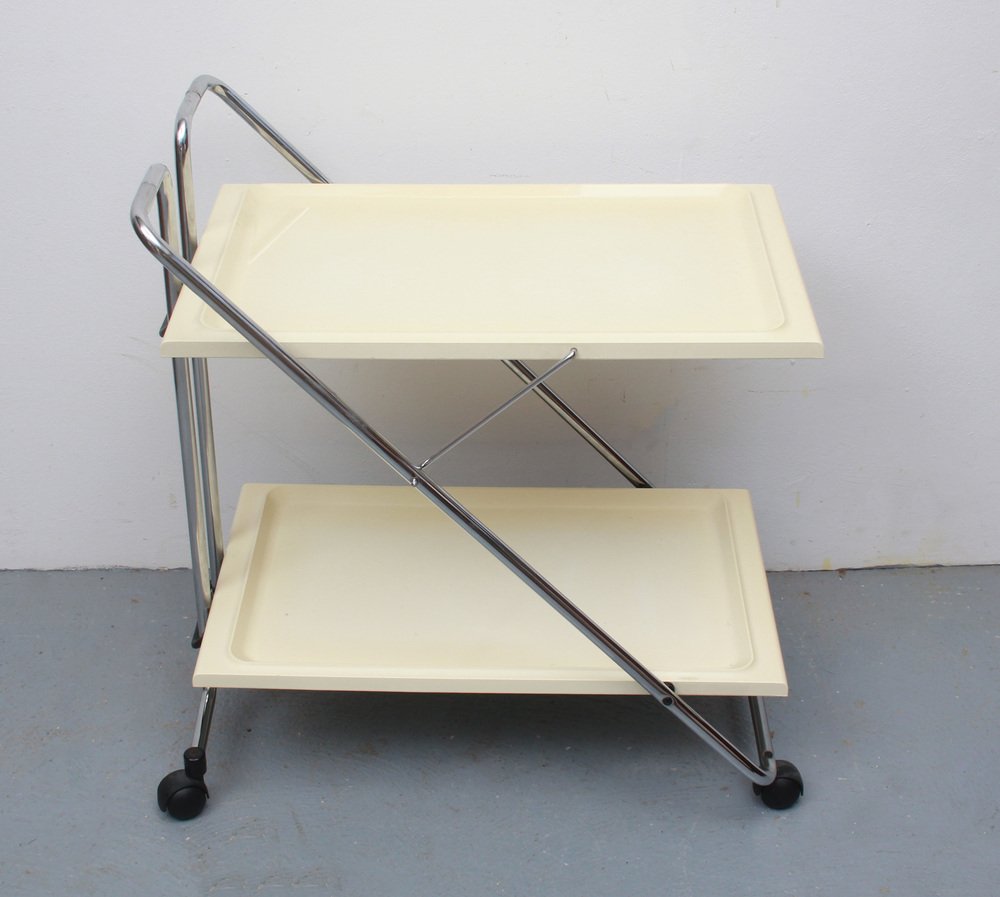 Vintage Serving Cart in Chrome and Plastic, 1975 for sale at Pamono