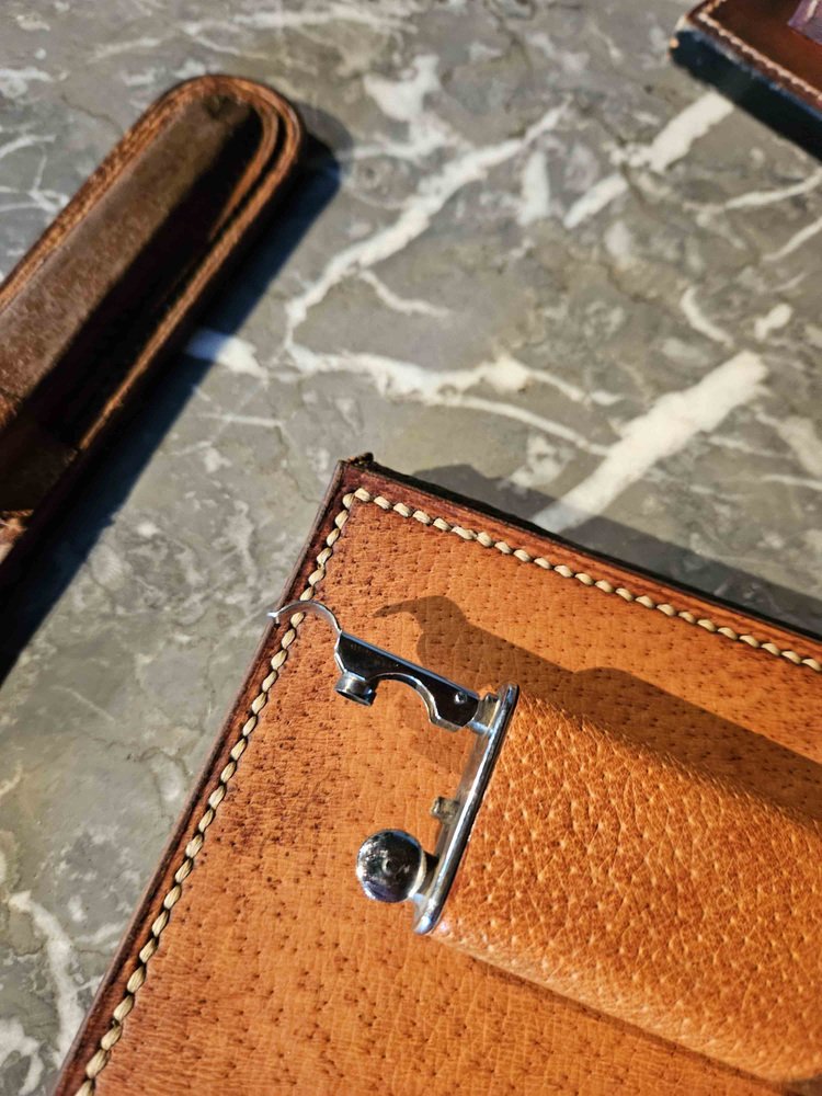 Vintage Desk Objects in Leather, 1950s, Set of 8 9