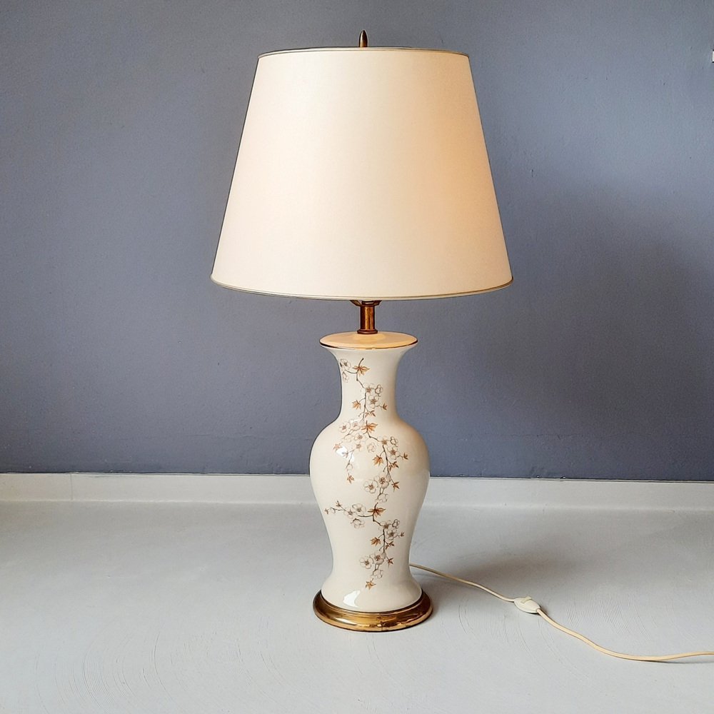 Large Ceramic Table Lamp with Cherry Blossem Motif, 1970s for sale at ...