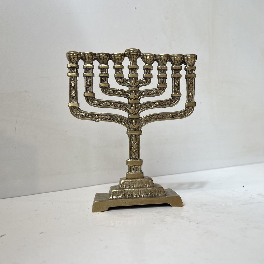 Brutalist Bronze Hanukkah Menorah Candleholder by Hen Holon, Israel ...