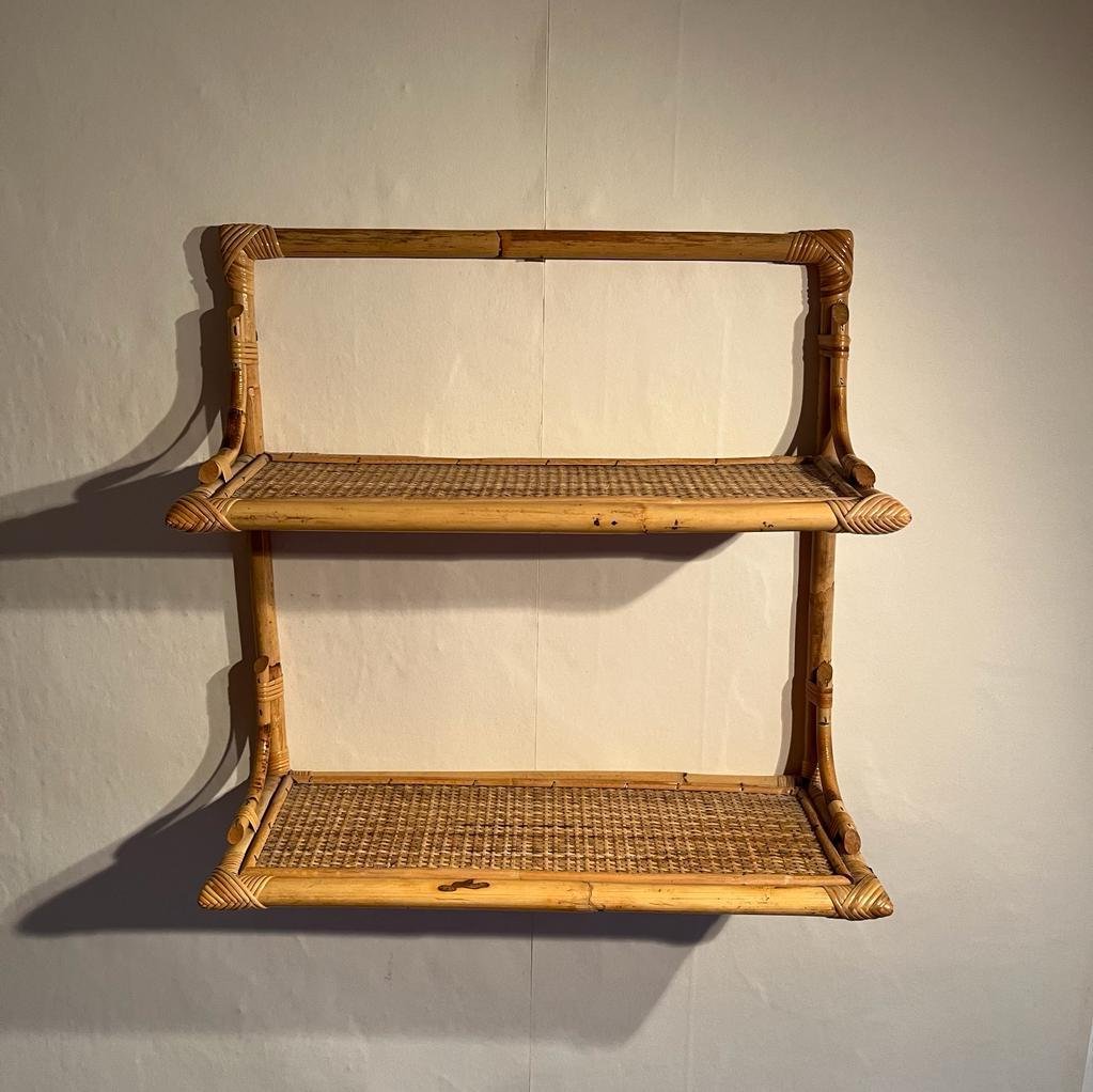Vintage Bamboo & Cane Wall Unit for sale at Pamono