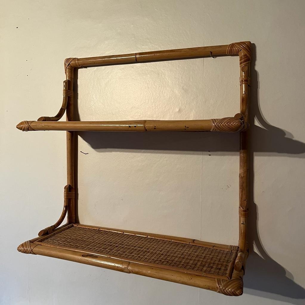 Vintage Bamboo & Cane Wall Unit for sale at Pamono