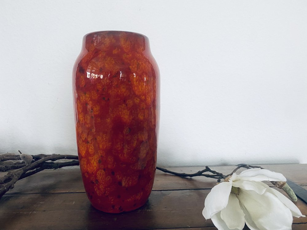 Vintage Fat Lava Vase in Orange from Scheurich, 1970s for sale at Pamono