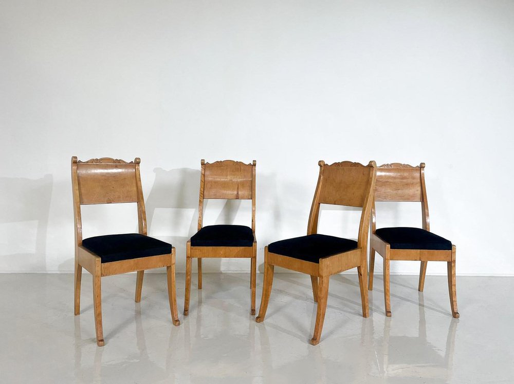 Russian Chairs in Birch Veneer, Early 19th Century, Set of 4 for sale ...