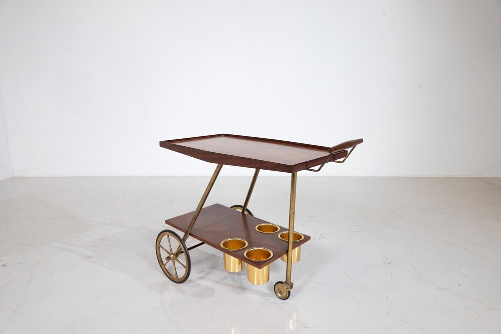 Mid-Century Modern Wooden Trolley, Italy, 1960s for sale at Pamono