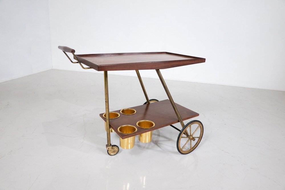 Mid-Century Modern Wooden Trolley, Italy, 1960s for sale at Pamono