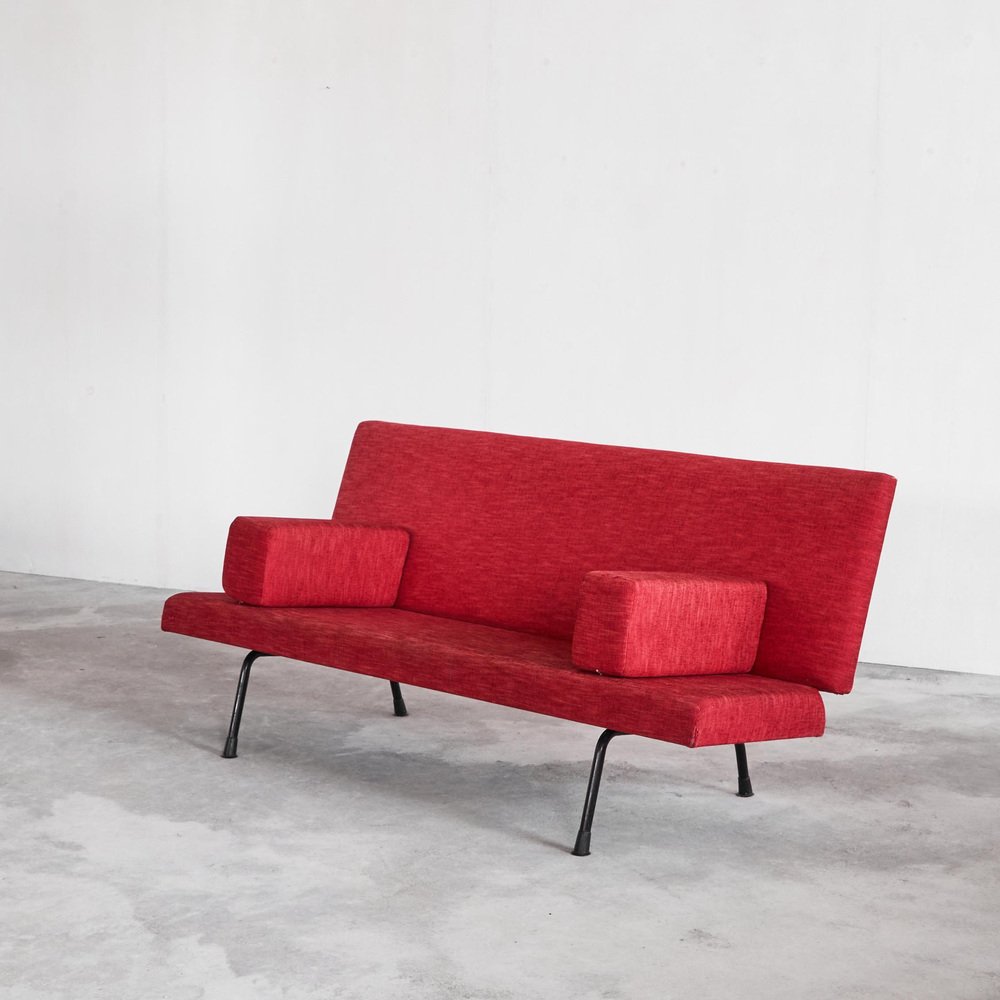 Model 447 Sofa in Red Fabric attributed to Wim Rietveld for Gispen ...