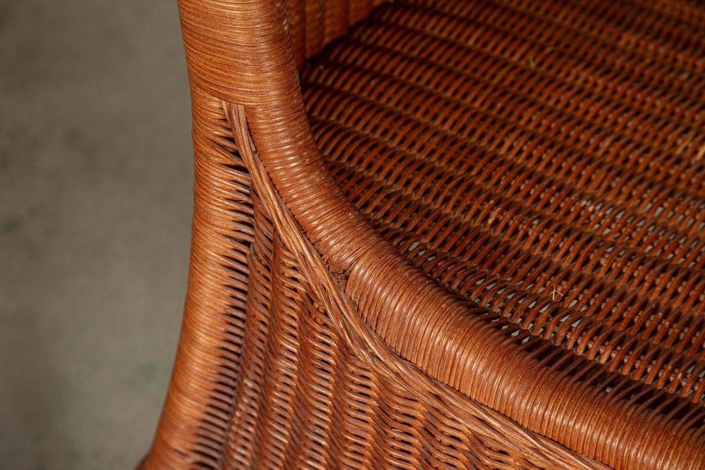 English Wicker Dining Chairs, Mid 20th Century, Set of 6 for sale at Pamono