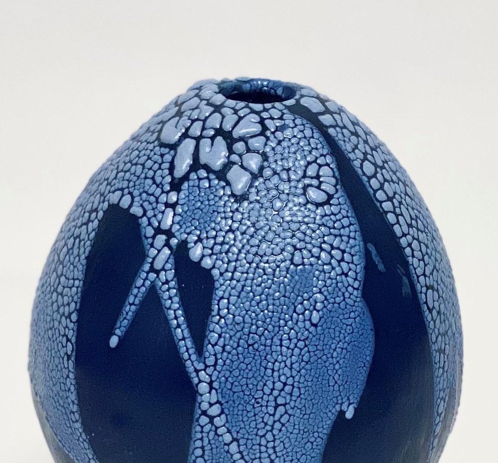 Blue/Blue Dragon Egg Vase by Astrid Öhman for sale at Pamono