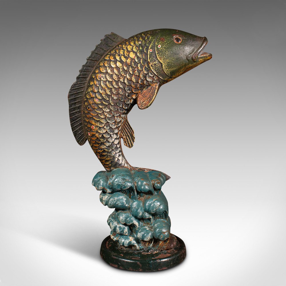 Antike englische viktorianische Angler Türstopper Fisch Statue aus ...