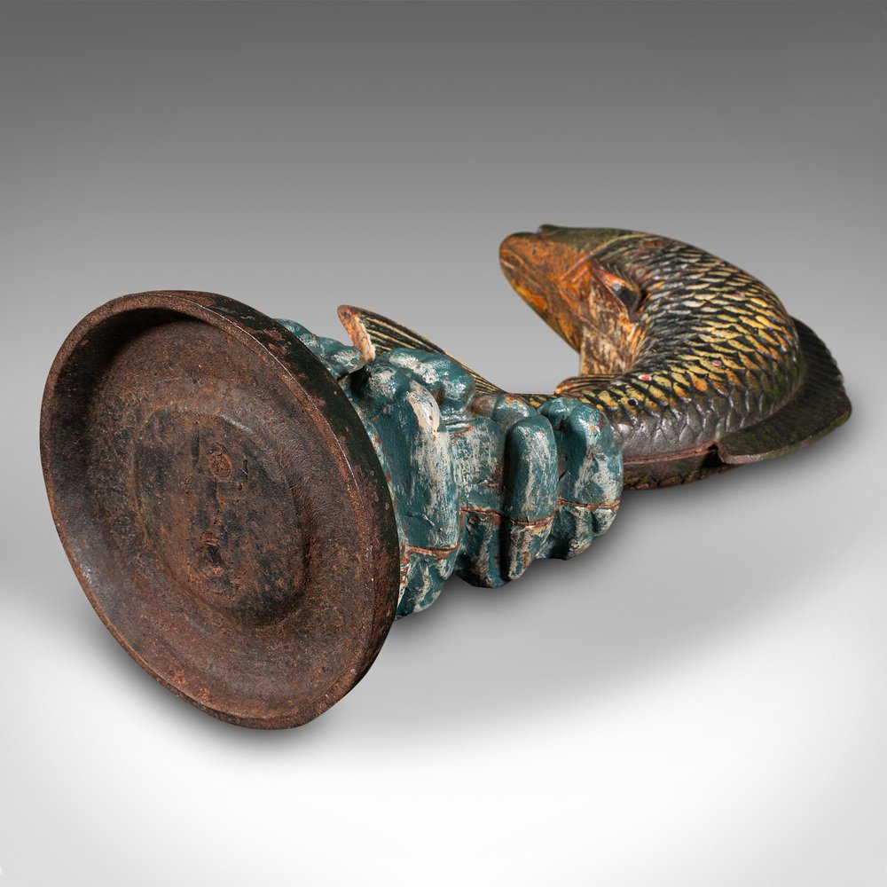 Antique English Victorian Anglers Door Stop Fish Statue in Cast Iron ...