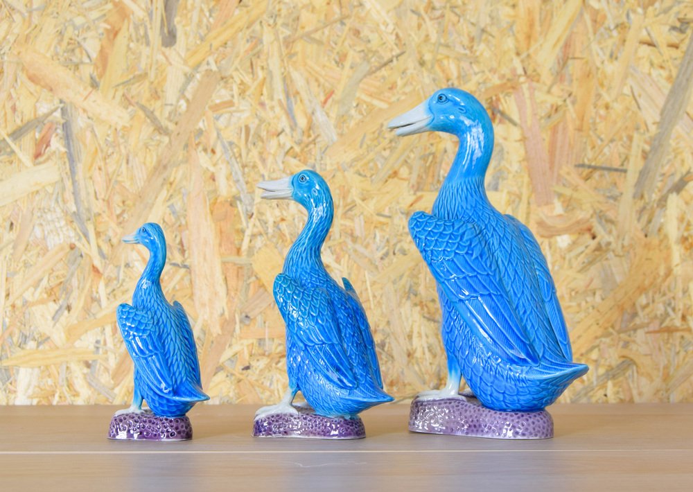 Mid-Century Turquoise Ducks in Chinese Porcelain, 1950s, Set of 3 for ...