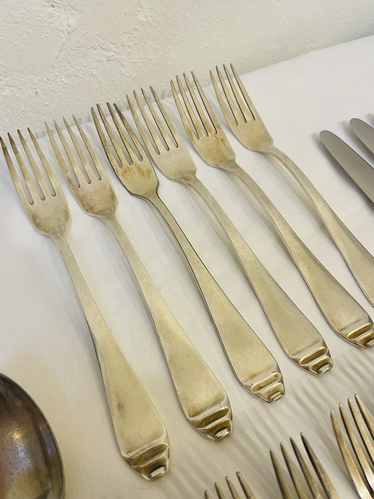 Art Deco Silver Cutlery, 1920s, Set of 36 for sale at Pamono