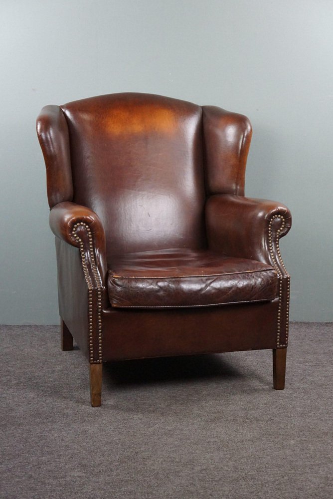 Sheepskin Leather Ear Lounge Chair for sale at Pamono