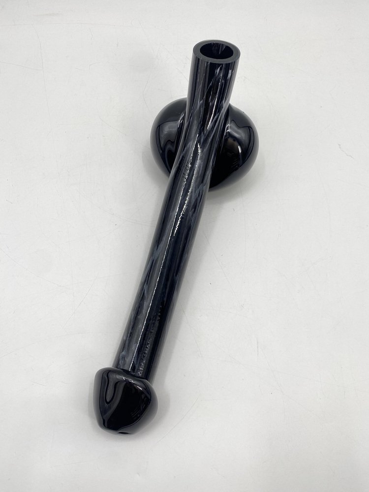 Oral -Blown Flower Vase in a Striking Phallus Form in Black Glass for ...