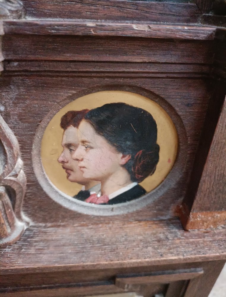 19th Century Clock with Hand-Painted Portraits for sale at Pamono