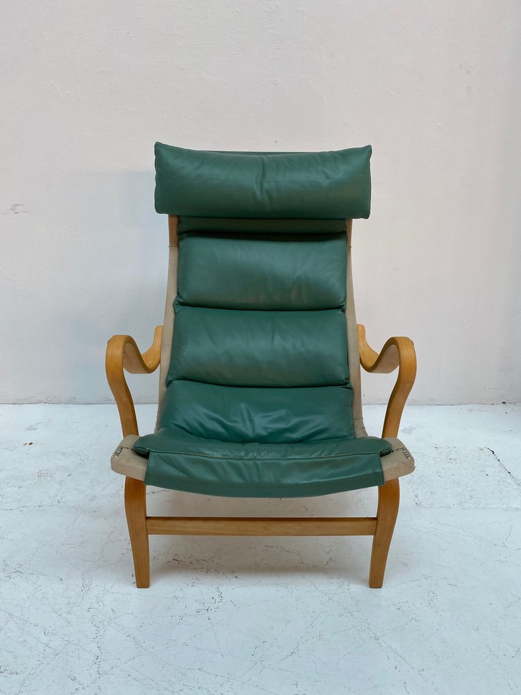 Pernilla 69 Armchair in Green Leather by Bruno Mathsson for Dux, 1960s ...