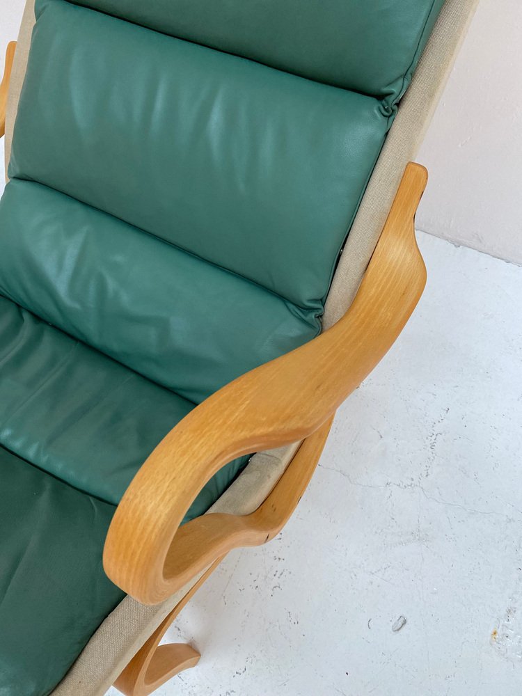 Pernilla 69 Armchair in Green Leather by Bruno Mathsson for Dux, 1960s ...