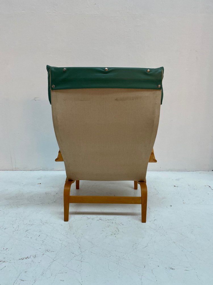 Pernilla 69 Armchair in Green Leather by Bruno Mathsson for Dux, 1960s ...
