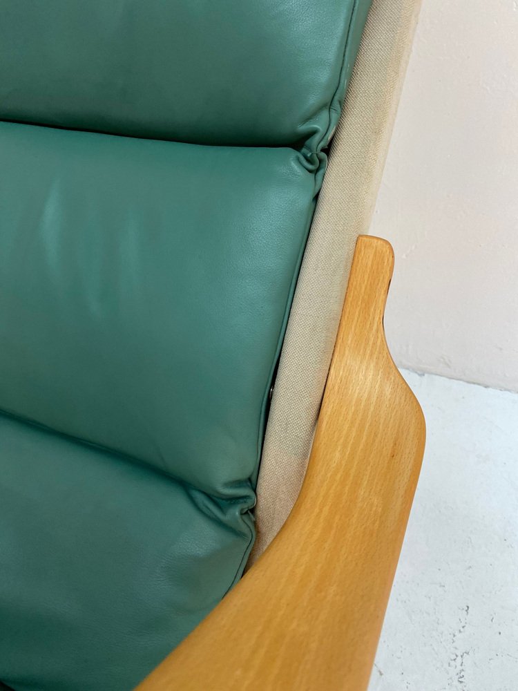Pernilla 69 Armchair in Green Leather by Bruno Mathsson for Dux, 1960s ...