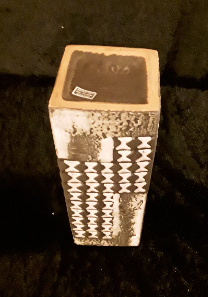 Vintage German Ceramic Vase in Square Basic Form with Gray-Brown ...