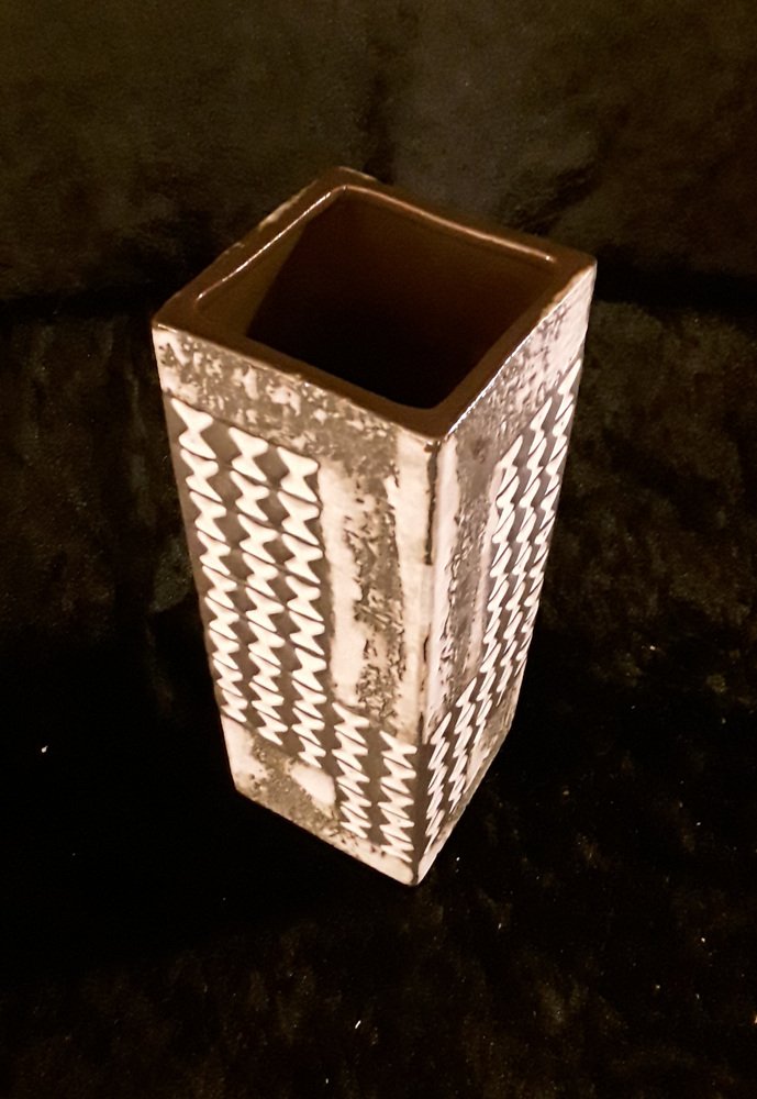 Vintage German Ceramic Vase in Square Basic Form with Gray-Brown ...