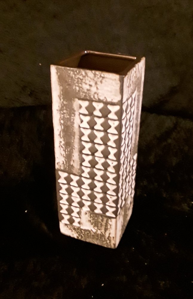 Vintage German Ceramic Vase in Square Basic Form with Gray-Brown ...