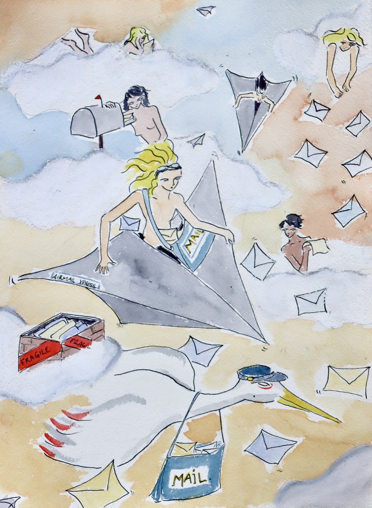 Gabrielle Rul, Mail Express, 2021, Watercolor for sale at Pamono