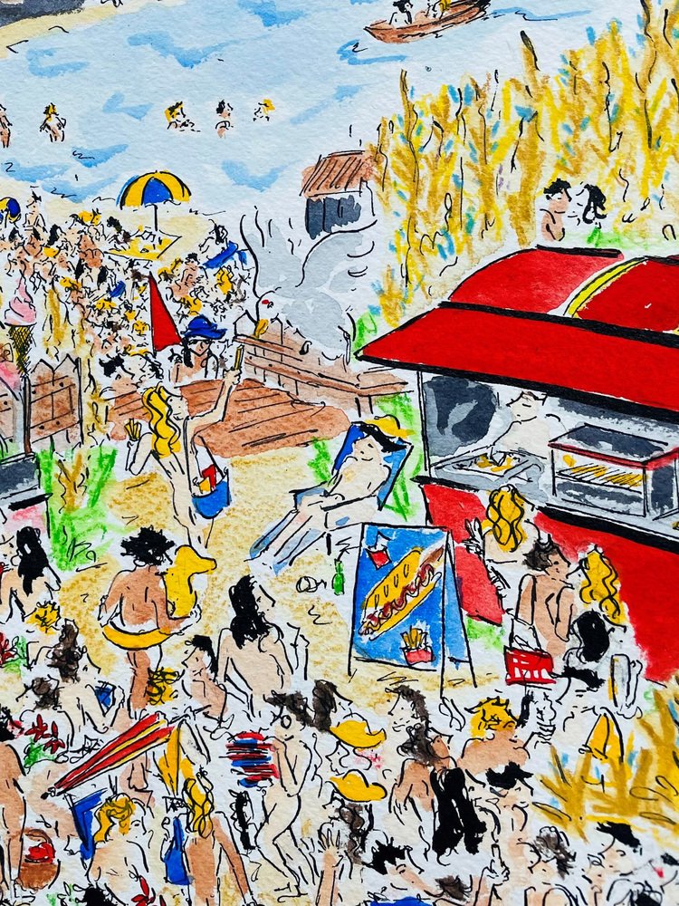 Gabrielle Rul, Summer Seaside, 2023, Watercolor for sale at Pamono