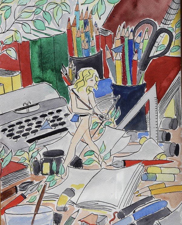 Gabrielle Rul, Speak Up, 2022, Watercolor for sale at Pamono