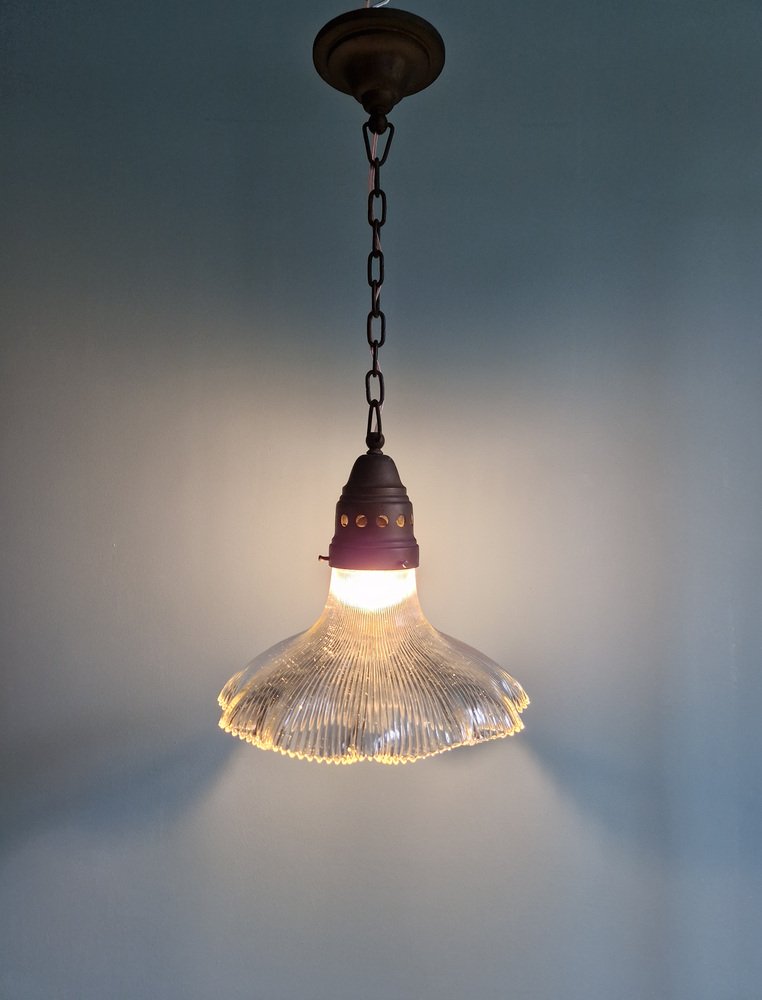 Art Deco Suspension in Transparent Glass, 1920s for sale at Pamono