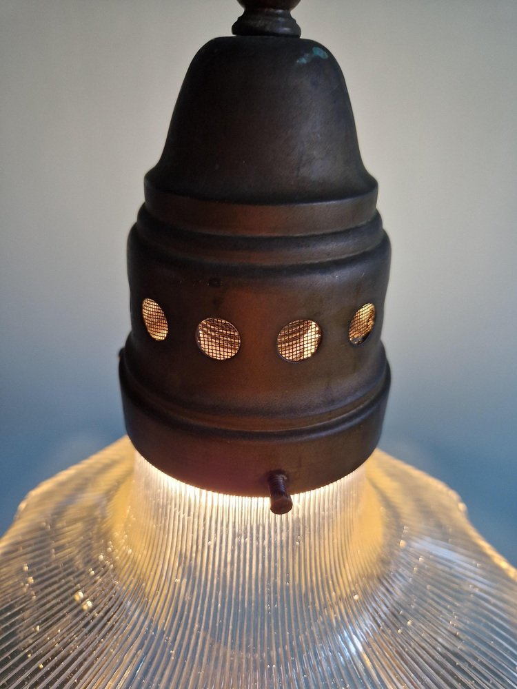 Art Deco Suspension in Transparent Glass, 1920s for sale at Pamono