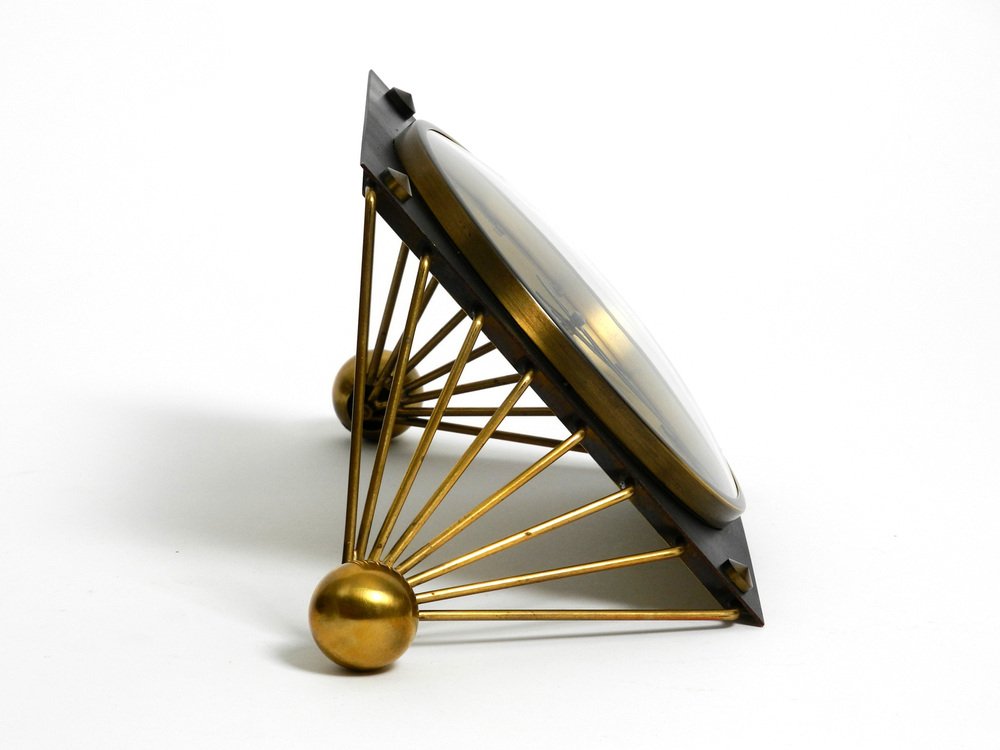 Large Mid-Century Atlanta Table Clock in Brass, 1950s for sale at Pamono