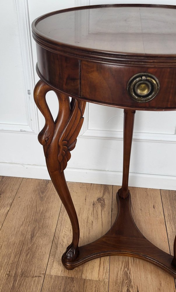 Neoclassical Regency Round Tripod Swan Side Table in Wood, Italy, 1960s ...