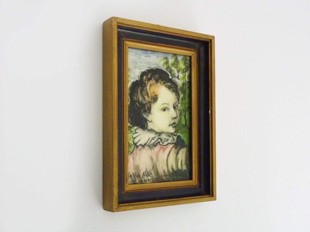 Christian MAHE Dekorateur Portrait Keramik Teller, 1970er bei Pamono kaufen