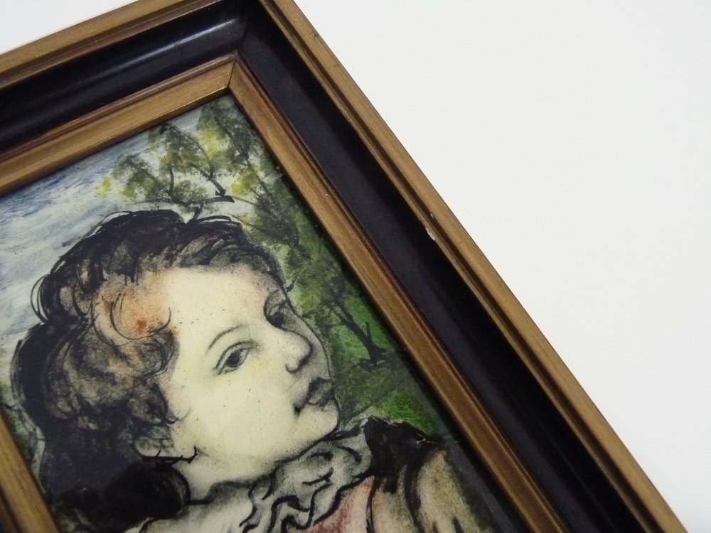 Christian MAHE Dekorateur Portrait Keramik Teller, 1970er bei Pamono kaufen