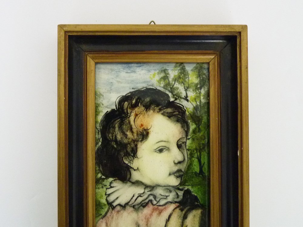 Christian MAHE Decorator Portrait Ceramic Plate, 1970s for sale at Pamono