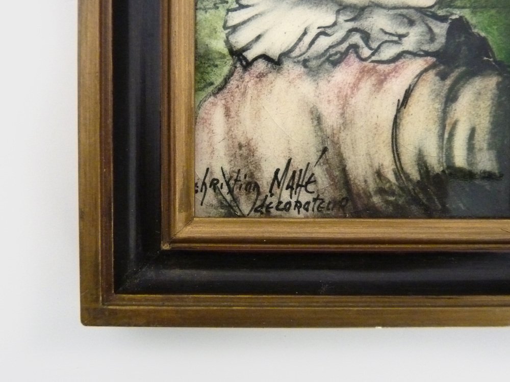 Christian MAHE Dekorateur Portrait Keramik Teller, 1970er bei Pamono kaufen