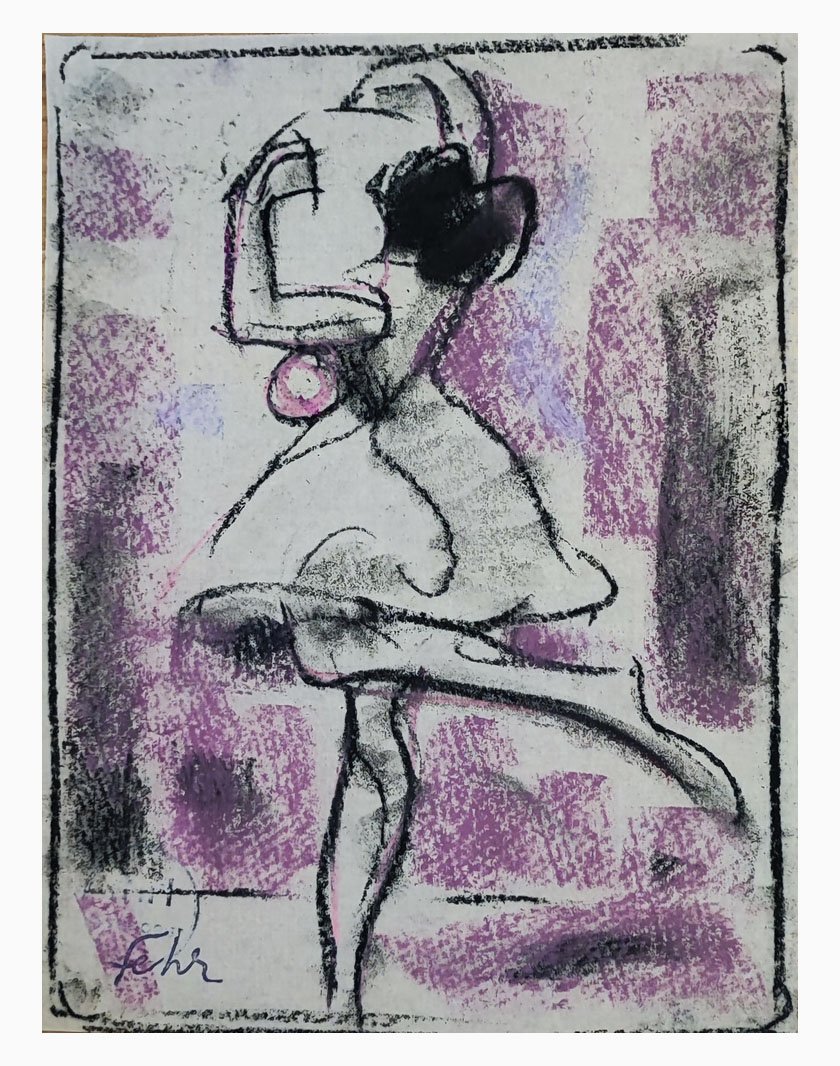 Henri Fehr, Dancer, Crayon & Pastel on Tracing Paper, 1970s for sale at ...