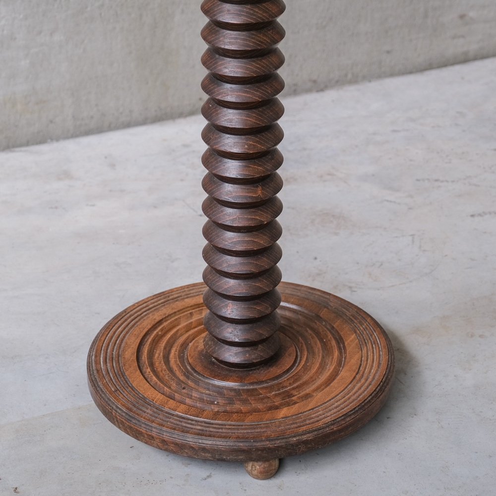 Mid-Century French Turned Oak Pedestal or Plant Stand for sale at Pamono