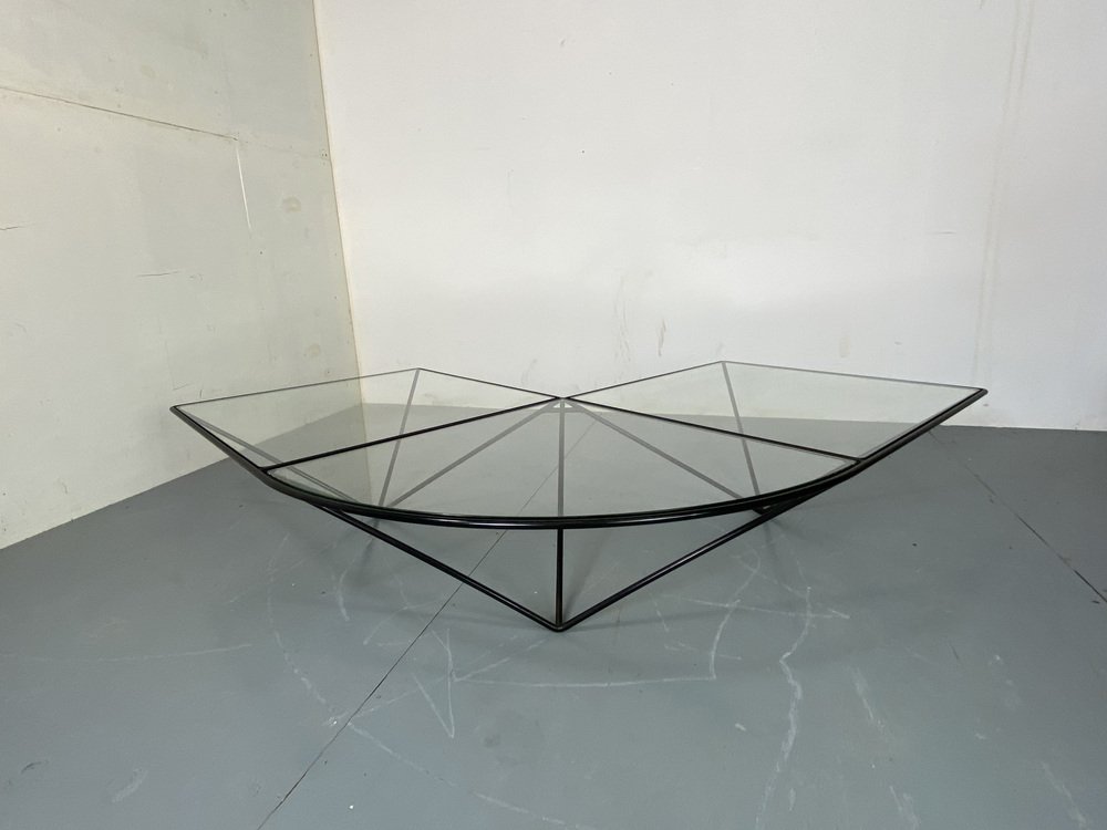 Italian Modernist Stealth Shaped Steel and Glass Coffee Table, 1980s ...