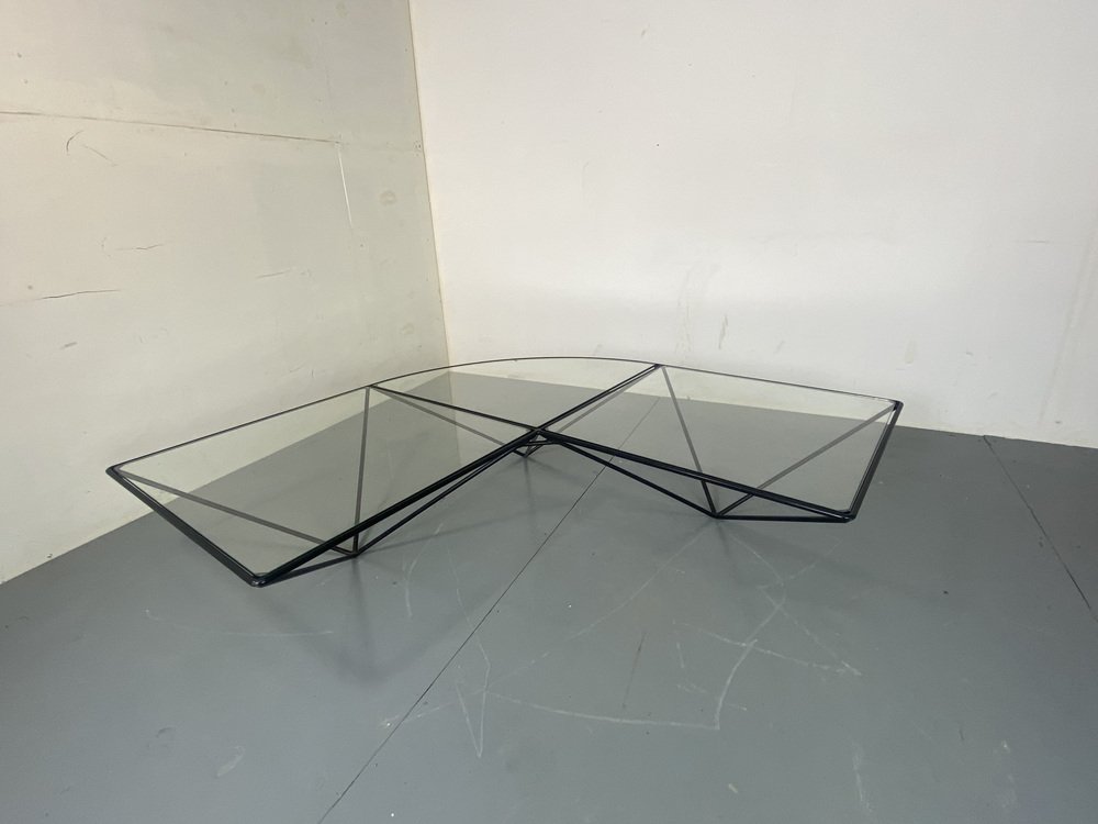 Italian Modernist Stealth Shaped Steel and Glass Coffee Table, 1980s ...