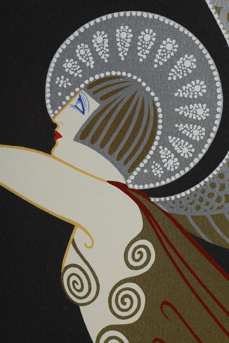 Erté, The Angel with the Harp, 1926, Color Lithograph for sale at Pamono