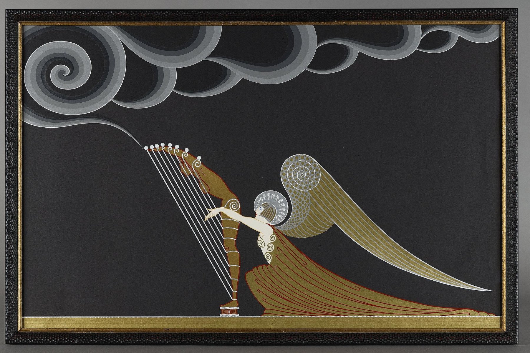 Erté, The Angel with the Harp, 1926, Color Lithograph for sale at Pamono