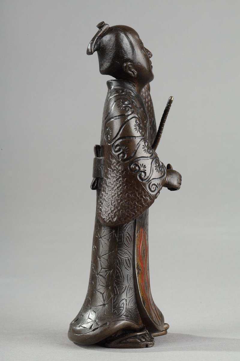 Bronze Figures of a Geisha and a Samurai, 1900, Set of 2 for sale at Pamono