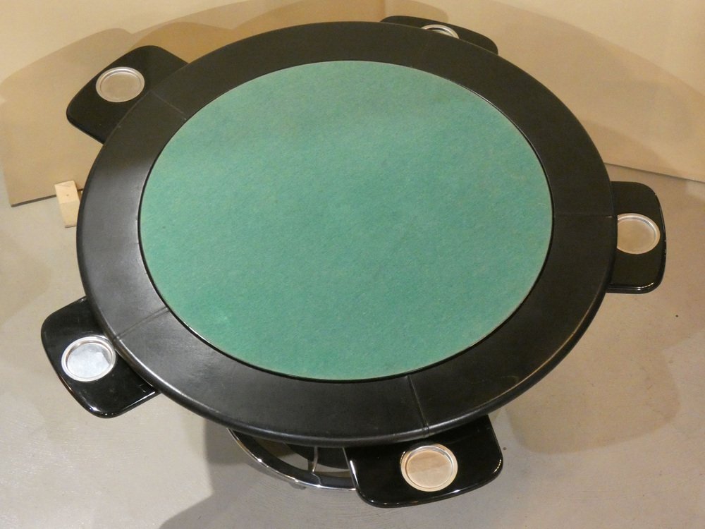 Game Table in Leather and Steel, Italy, 1970s for sale at Pamono